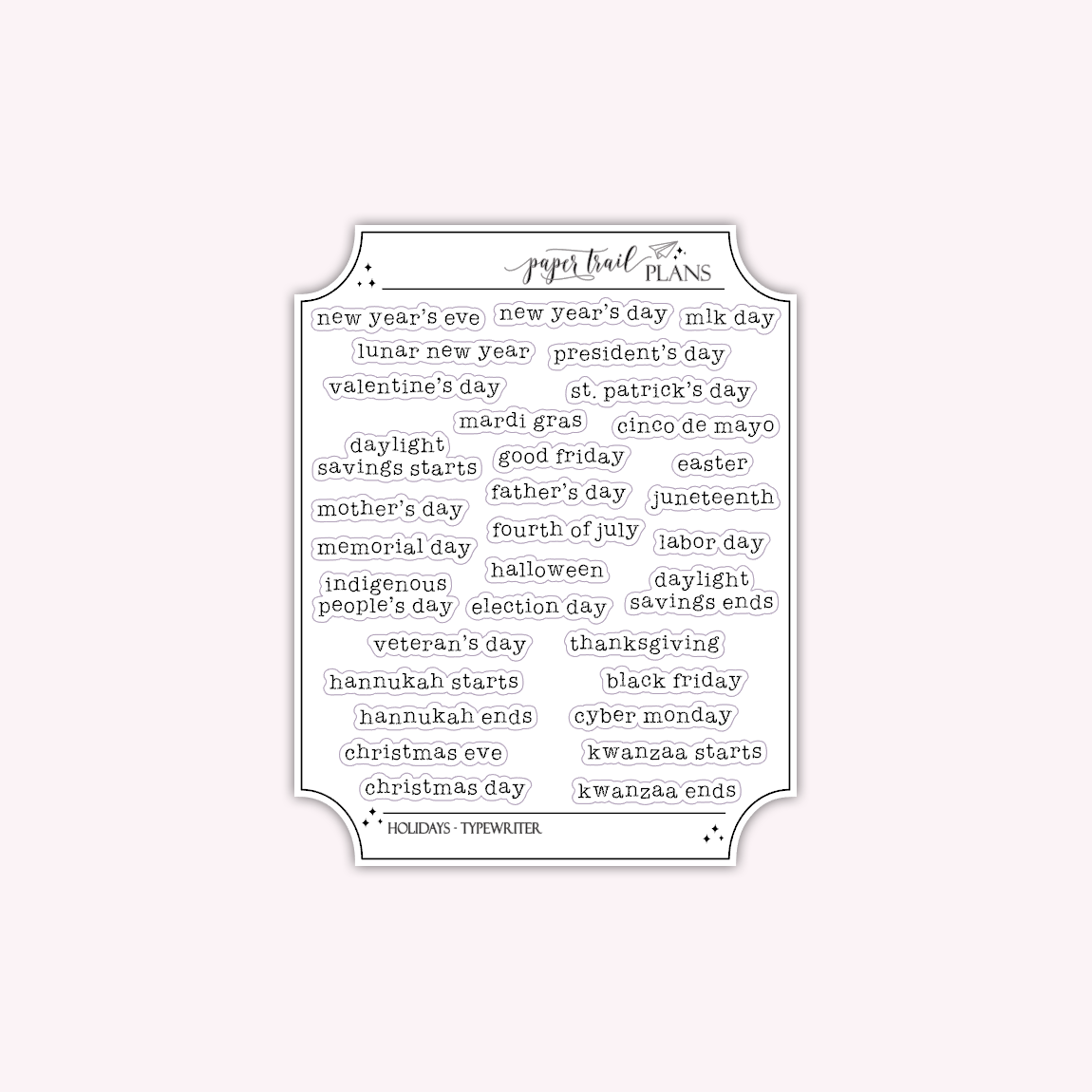 Typewriter Scripts – Paper Trail Plans