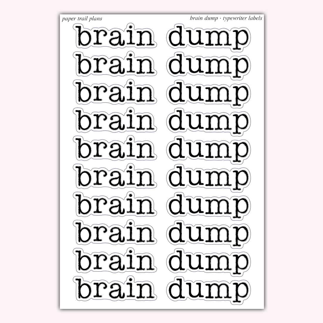 Typewriter Labels - Brain Dump – Paper Trail Plans