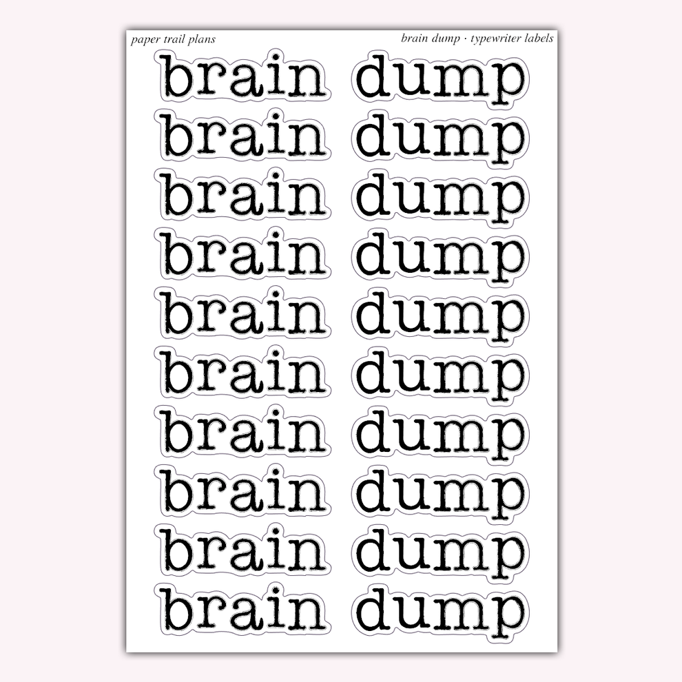 Typewriter Labels - Brain Dump – Paper Trail Plans