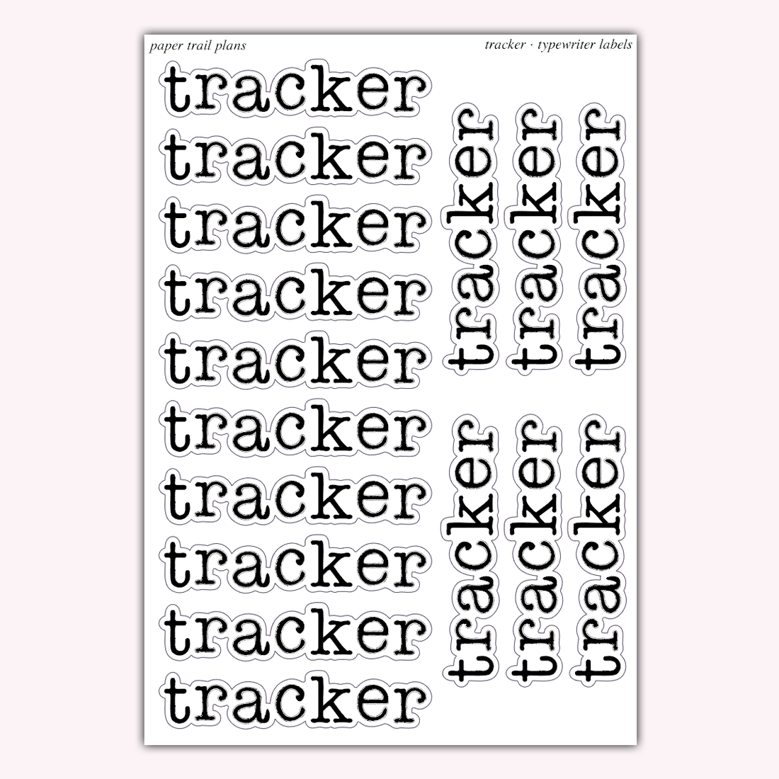 Typewriter Labels - Tracker – Paper Trail Plans