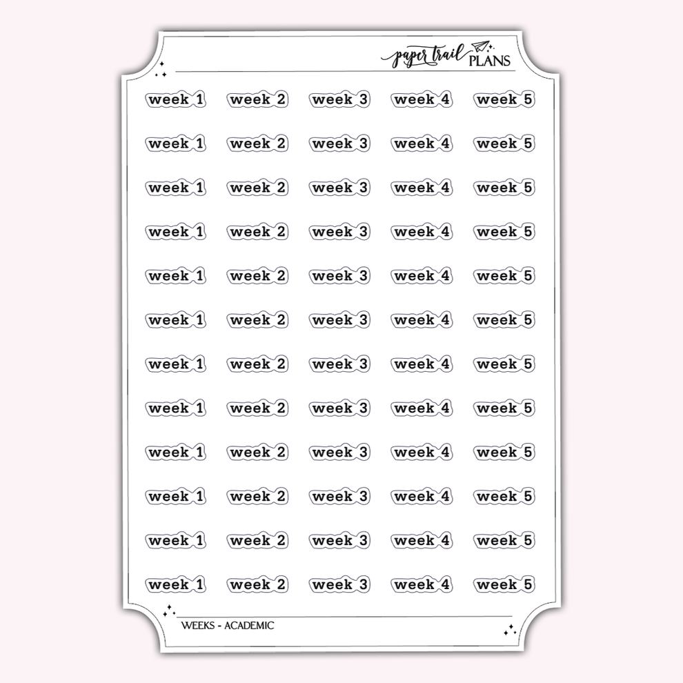 Weeks 1 - 5 Organizational Labels – Paper Trail Plans