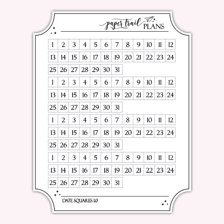 Date Numbers – Paper Trail Plans