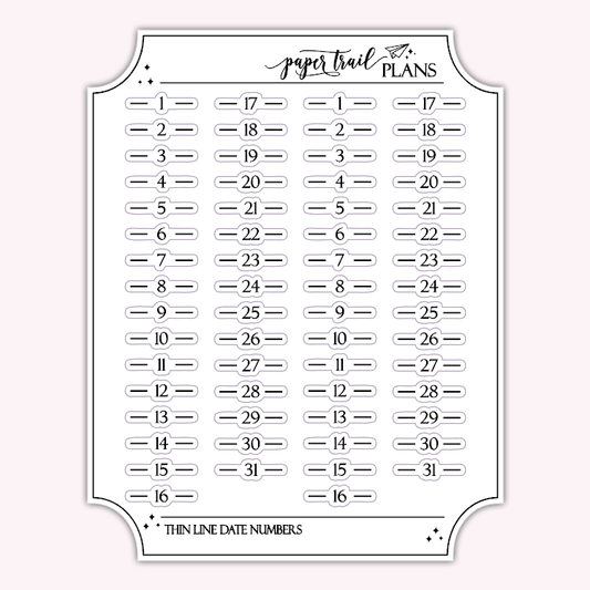 Date Numbers – Paper Trail Plans